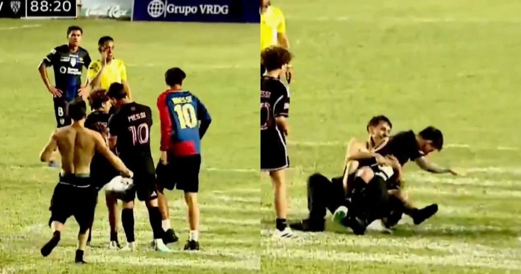 Lionel Messi Knocked to Ground as Fans Storm Pitch During Inter Miami ...